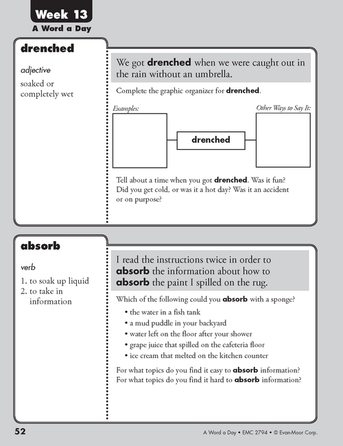 A Word a Day, Grade 4: Weeks 13–24 | Teacher Edition | Workbook ...