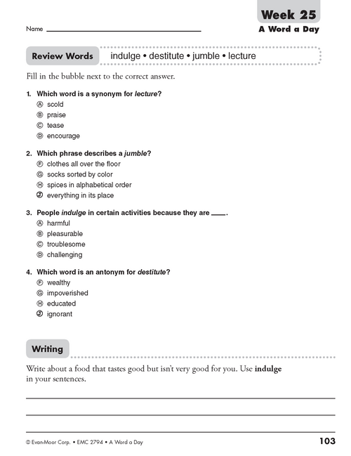 A Word a Day, Grade 4: Weeks 25–36 | Teacher Edition | Workbook ...