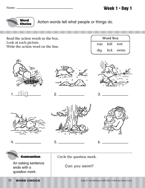 Daily 6-Trait Writing, Grade 1: Word Choice, Sentence Fluency, and ...