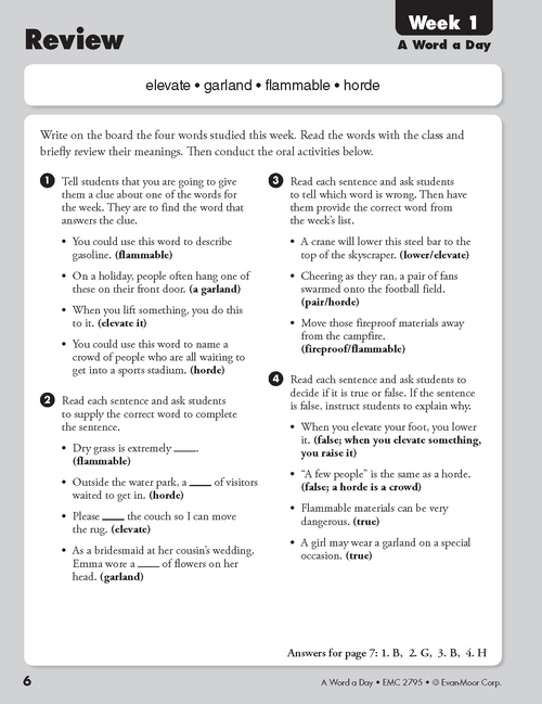 A Word a Day, Grade 5: Weeks 1–12 | Teacher Edition | Workbook ...