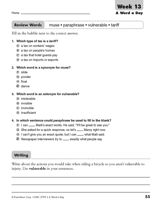 A Word a Day, Grade 5: Weeks 13–24 | Teacher Edition | Workbook ...