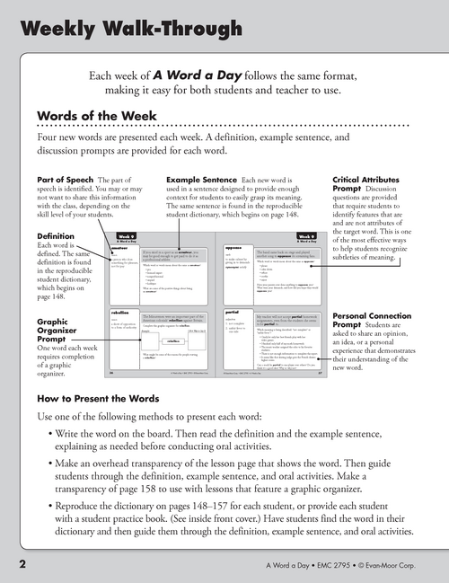 A Word a Day, Grade 5: Weeks 25–36 | Teacher Edition | Workbook ...