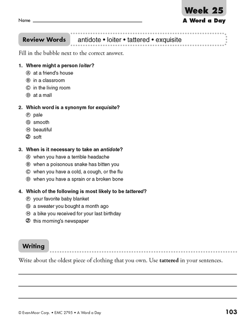 A Word a Day, Grade 5: Weeks 25–36 | Teacher Edition | Workbook ...