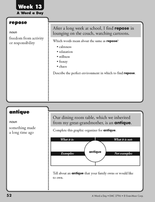 A Word a Day, Grade 6: Weeks 13–24 | Teacher Edition | Workbook ...
