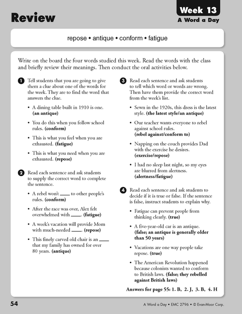 A Word a Day, Grade 6: Weeks 13–24 | Teacher Edition | Workbook ...
