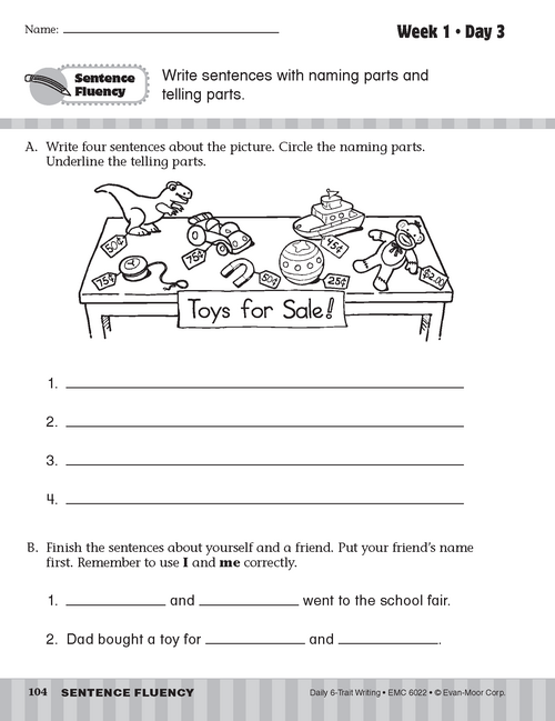 Daily 6-Trait Writing, Grade 2: Word Choice, Sentence Fluency, and ...