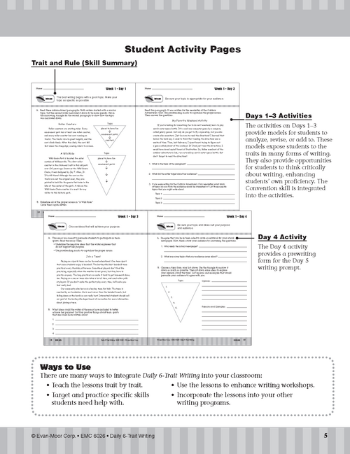 Daily 6-Trait Writing, Grade 6: Ideas and Organization | Teacher ...