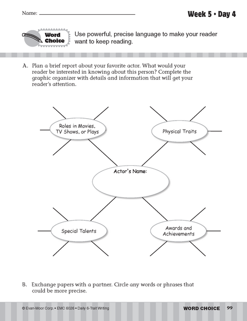 Daily 6-Trait Writing, Grade 6: Word Choice, Sentence Fluency, and ...