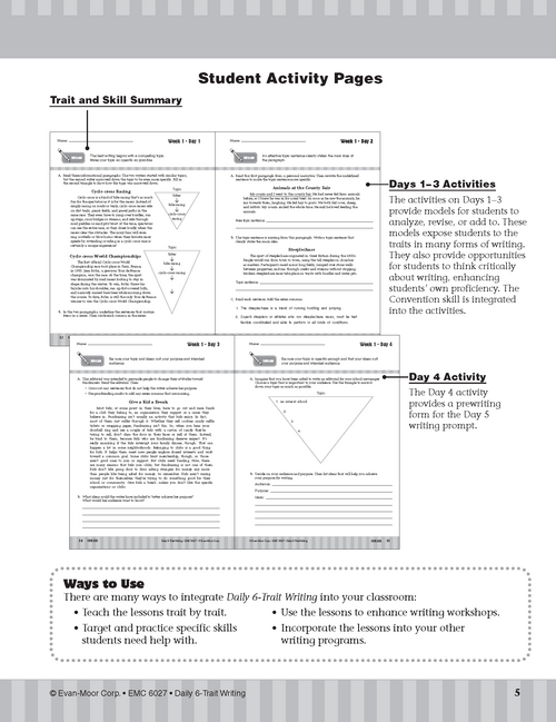 Daily 6-Trait Writing, Grade 7: Word Choice, Sentence Fluency, and ...
