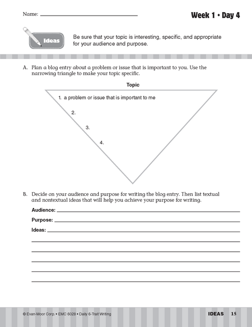 Daily 6-Trait Writing, Grade 8: Ideas and Organization | Teacher ...
