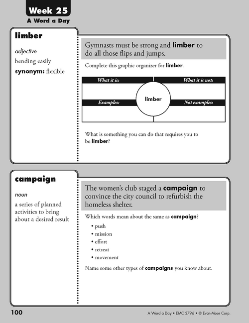 A Word a Day, Grade 6: Weeks 25–36 | Teacher Edition | Workbook ...