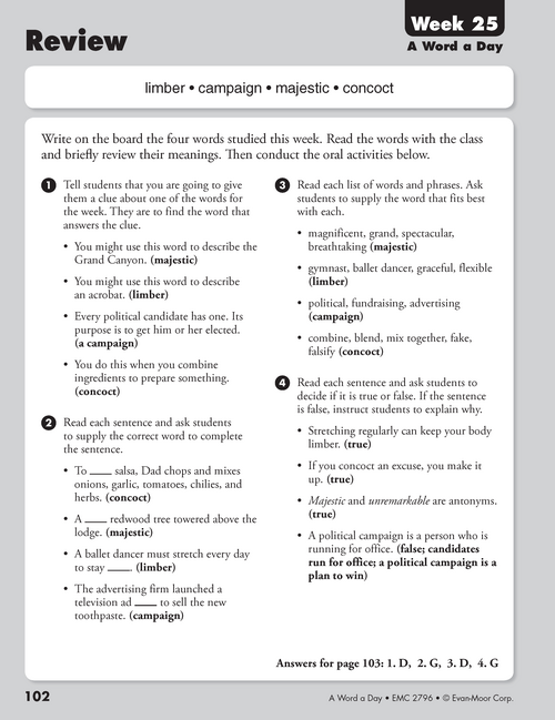 A Word a Day, Grade 6: Weeks 25–36 | Teacher Edition | Workbook ...