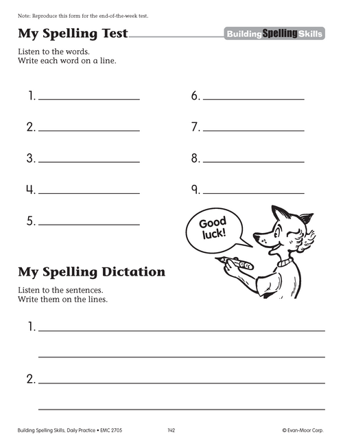 Building Spelling Skills, Grade 1: Weeks 1–10 | Workbook | Education.com