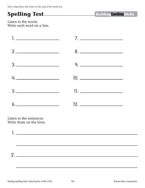Building Spelling Skills, Grade 2: Weeks 11–20 | Workbook | Education.com