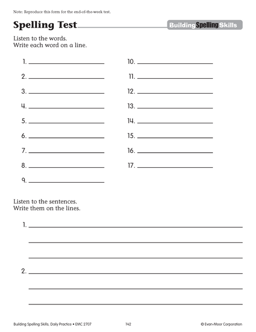 Building Spelling Skills, Grade 3: Weeks 1–10 | Workbook | Education.com
