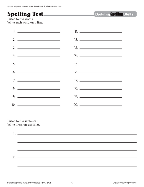 Building Spelling Skills, Grade 4: Weeks 1–10 | Workbook | Education.com