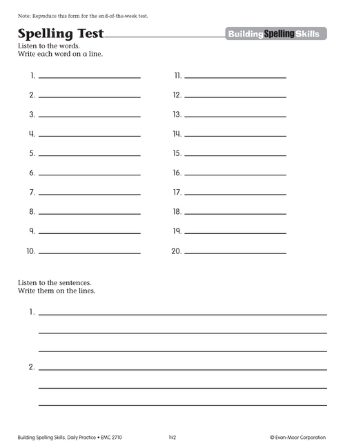Building Spelling Skills, Grade 6: Weeks 11–20 | Workbook | Education.com