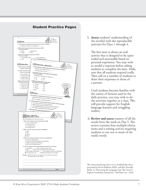 Daily Academic Vocabulary, Grade 3: Weeks 1–9 | Workbook | Education.com