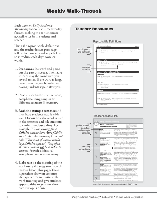 Daily Academic Vocabulary, Grade 3: Weeks 10–18 | Workbook | Education.com