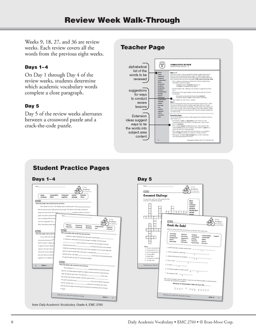 Daily Academic Vocabulary, Grade 4: Weeks 1–9 | Workbook | Education.com