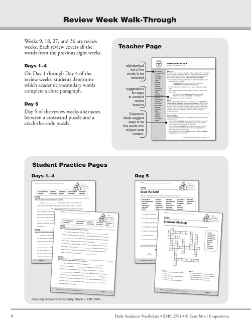 Daily Academic Vocabulary, Grade 5: Weeks 10–18 | Workbook | Education.com
