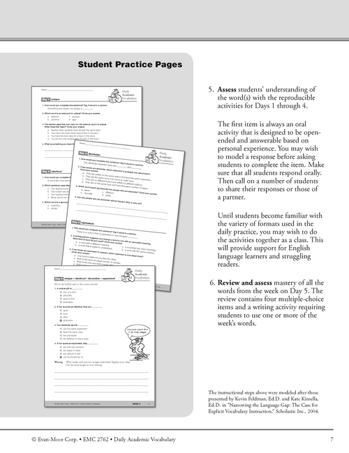 Daily Academic Vocabulary, Grade 6: Weeks 28–36 | Workbook | Education.com