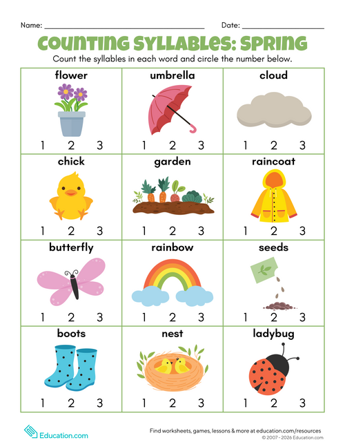 Kindergarten Spring Break Packet | Workbook | Education.com