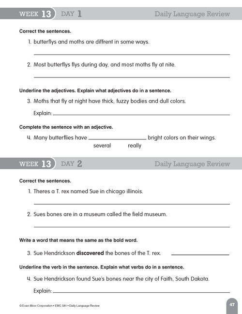 Daily Language Review, Grade 3: Weeks 13–24 | Workbook | Education.com