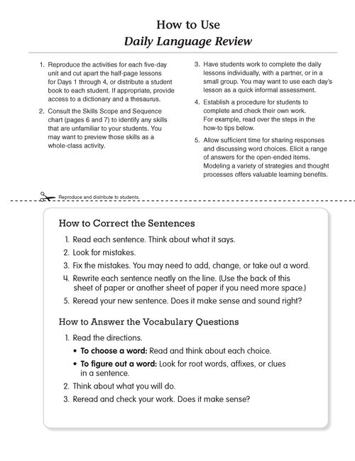 Daily Language Review, Grade 3: Weeks 13–24 | Workbook | Education.com