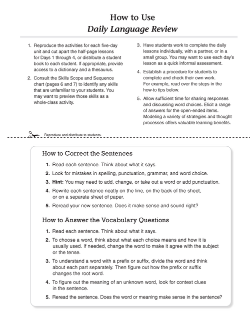 Daily Language Review, Grade 4: Weeks 25–36 | Workbook | Education.com