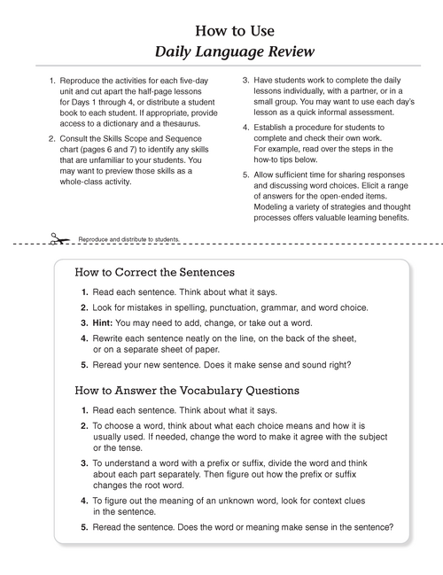 Daily Language Review, Grade 6: Weeks 1–12 | Workbook | Education.com