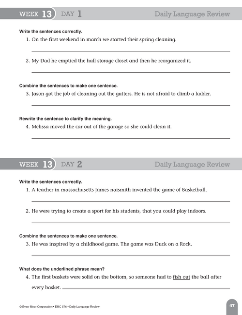Daily Language Review, Grade 6: Weeks 13–24 | Workbook | Education.com