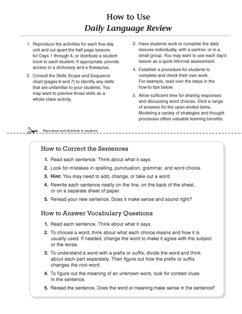 Daily Language Review, Grade 7: Weeks 1–12 | Workbook | Education.com