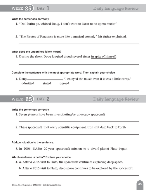 Daily Language Review, Grade 8: Weeks 25–36 | Workbook | Education.com