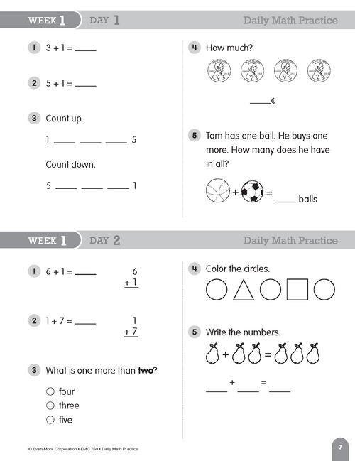 Daily Math Practice, Grade 1: Weeks 1–12 | Workbook | Education.com