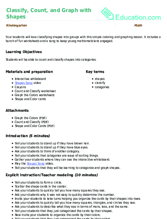 K.MD.B.3 Lesson Plans - Common Core Math