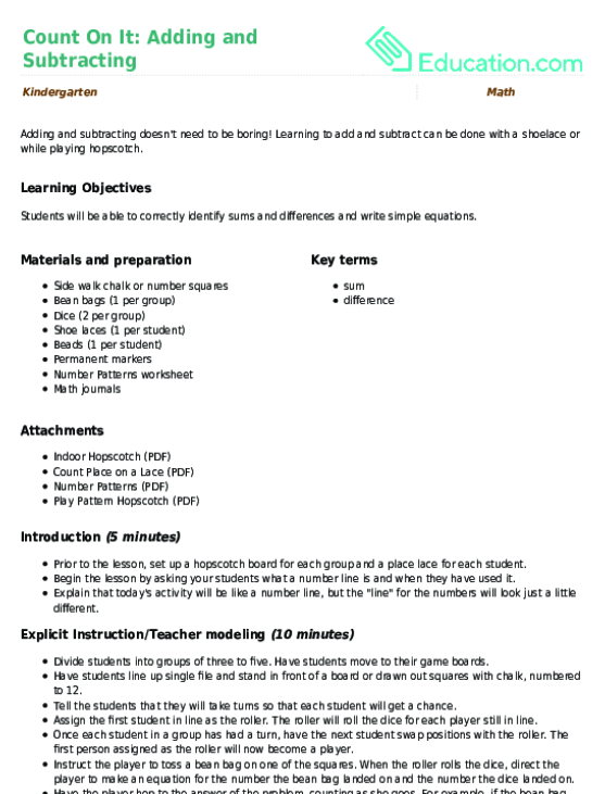 K.OA.A.1 Lesson Plans - Common Core Math