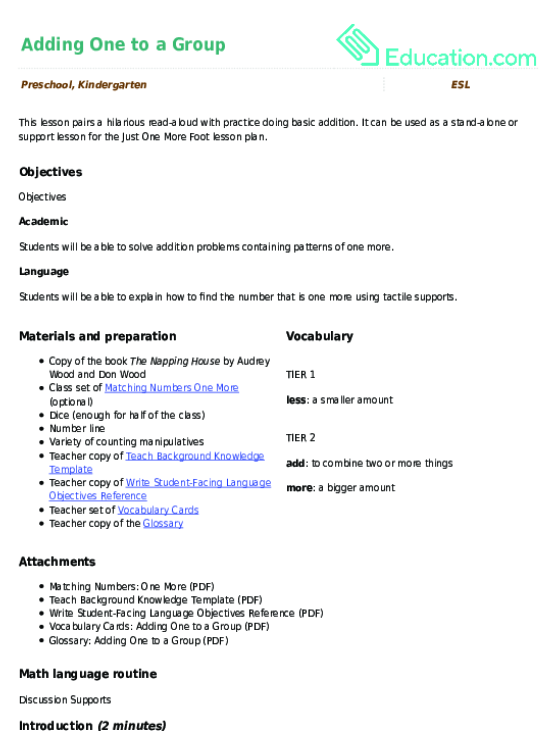 K.OA.A.2 Lesson Plans - Common Core Math