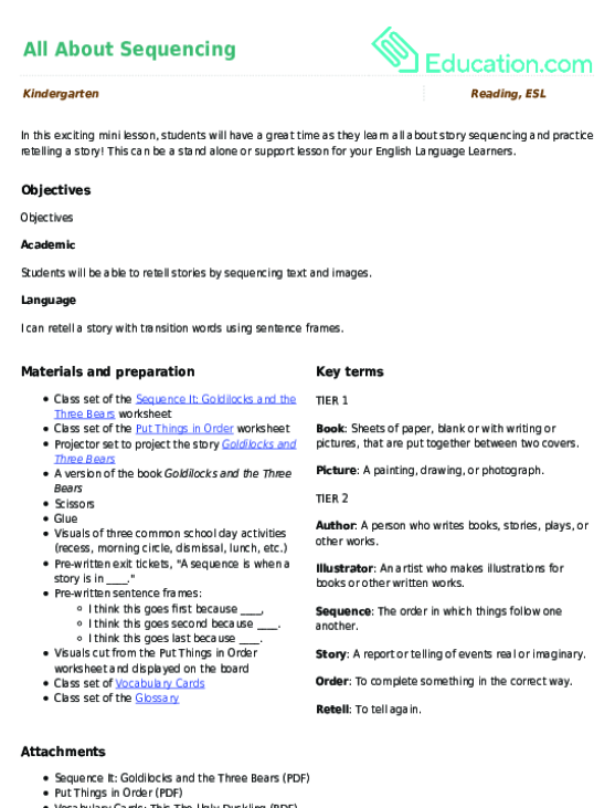 RL.K.7 Lesson Plans - Common Core ELA