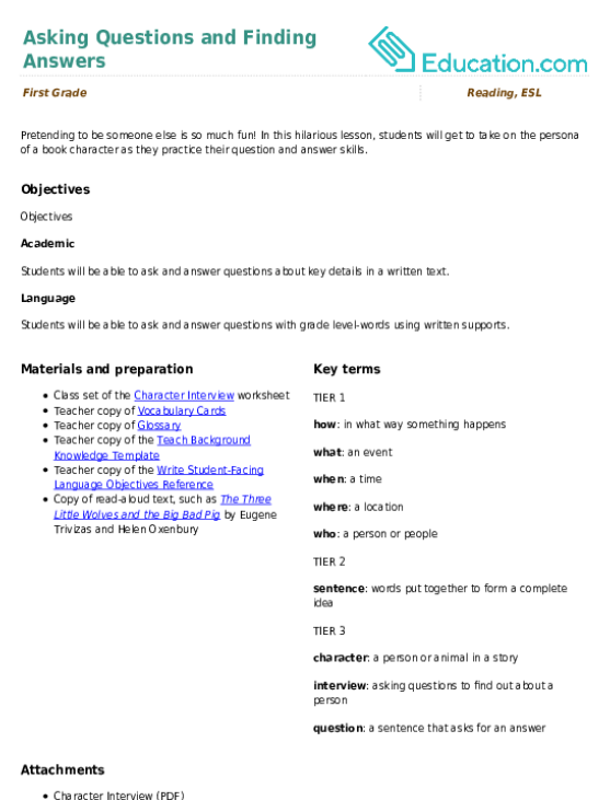 RL.1.1 Lesson Plans - Common Core ELA