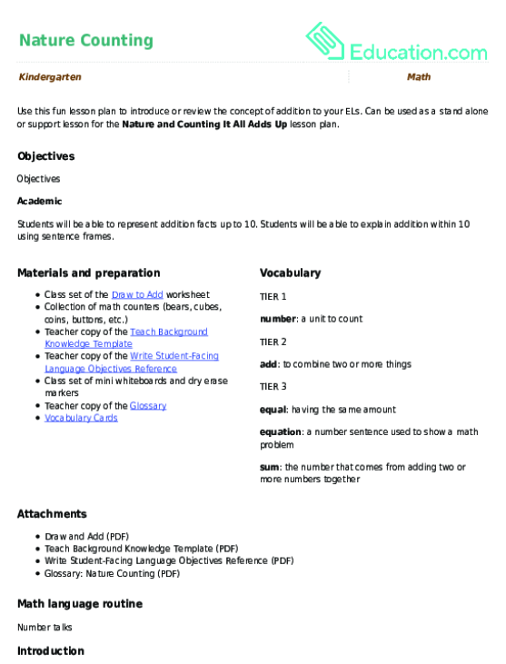 K.OA.A.1 Lesson Plans - Common Core Math