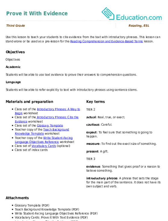 RL.3.1 Lesson Plans - Common Core ELA