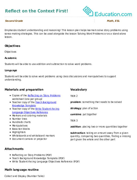Reflect on the Context First! | Lesson Plan | Education.com