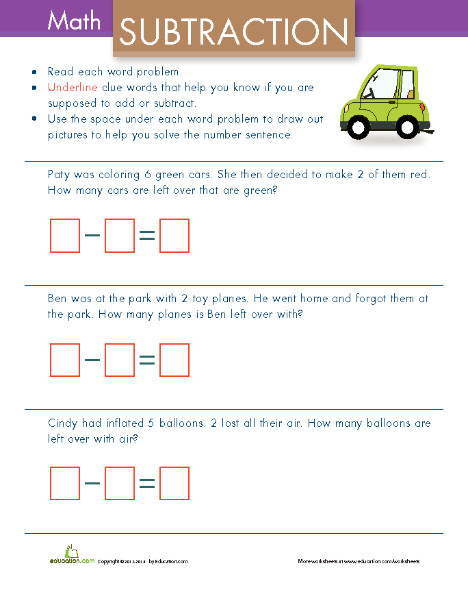 Getting Wordy with Subtraction | Lesson Plan | Education.com