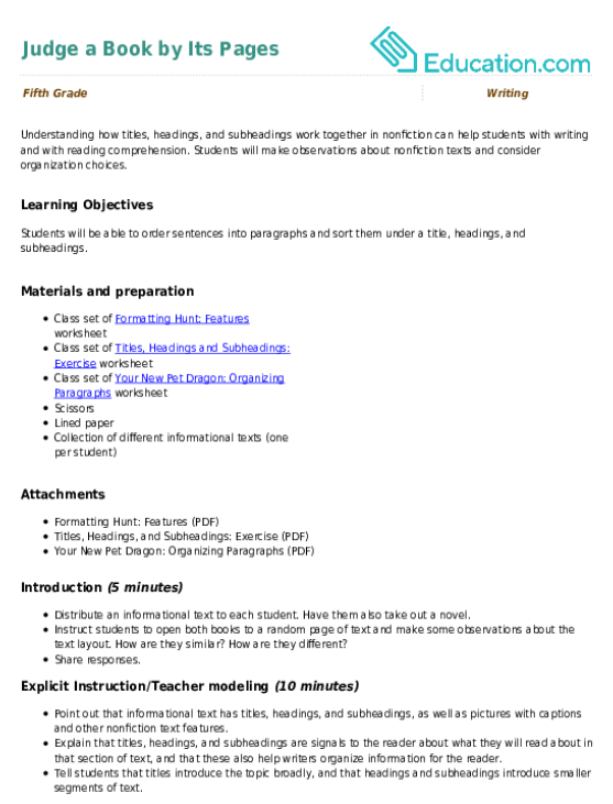 Judge a Book by Its Cover | Activity | Education.com