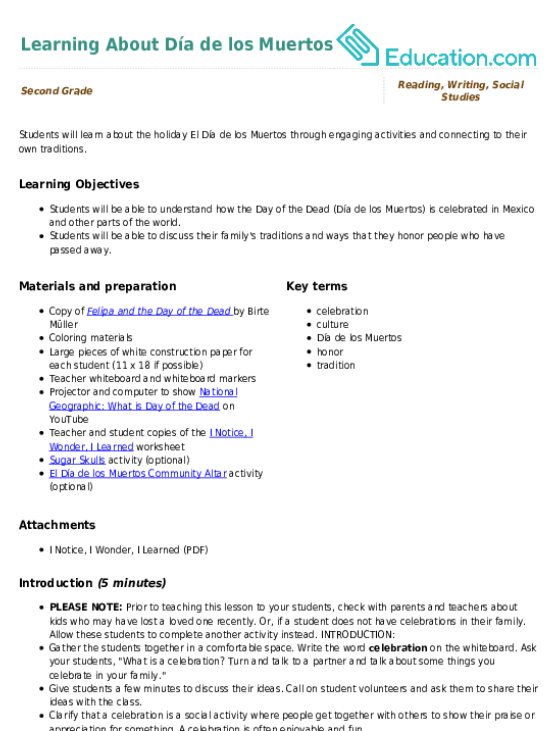 Learning About Día de los Muertos | Lesson Plan | Education.com