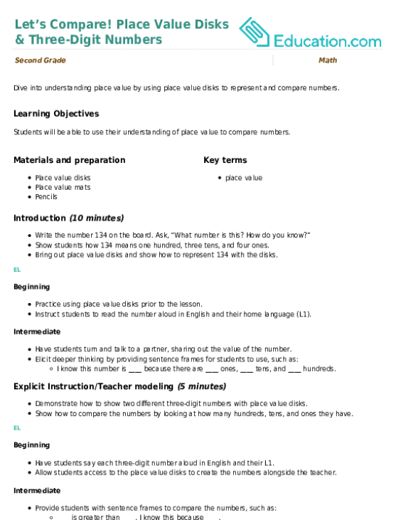 2.NBT.A.1 Lesson Plans - Common Core Math