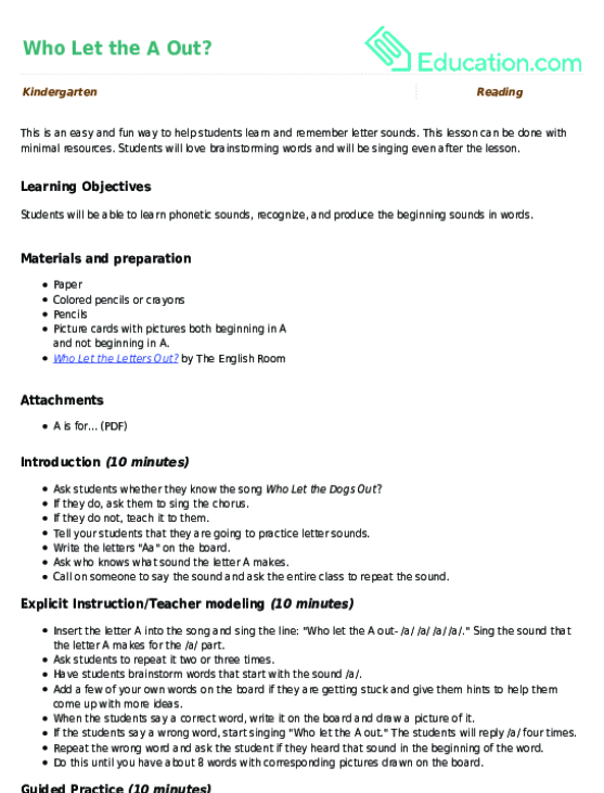 RF.K.3.A Lesson Plans - Common Core ELA