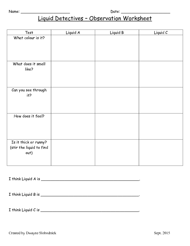 Liquid Detectives | Lesson Plan | Education.com