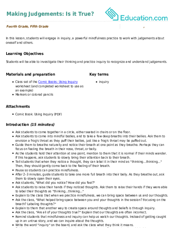 Making Judgements: Is it True? | Lesson Plan | Education.com